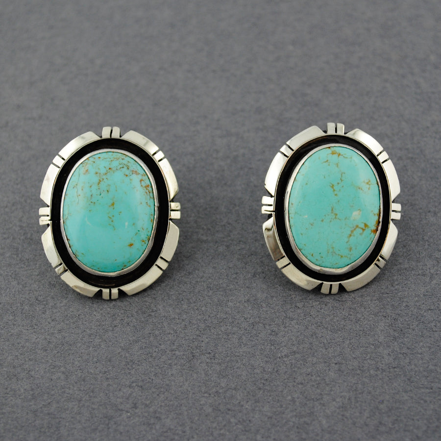 Sterling Silver Kingman Turquoise Earrings – Green River Silver Co.