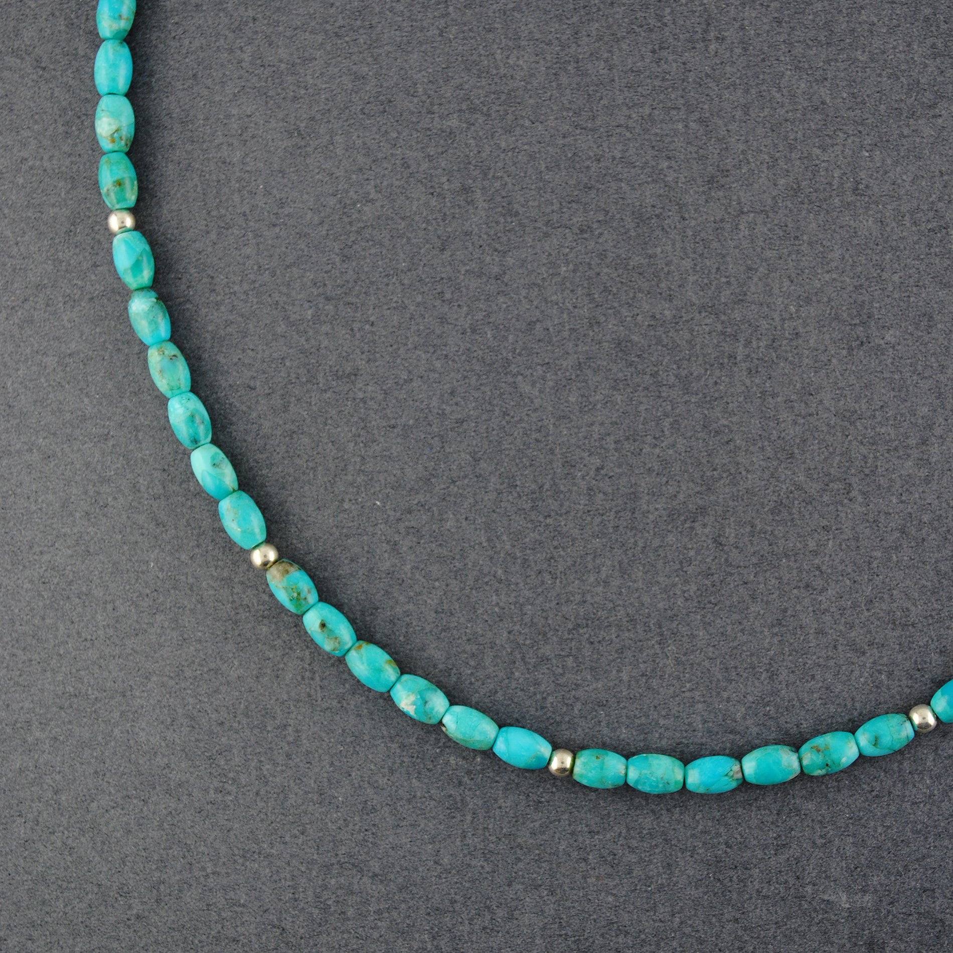 Sterling Silver Kingman Mine Beaded Turquoise Necklace – Green River Silver Co.