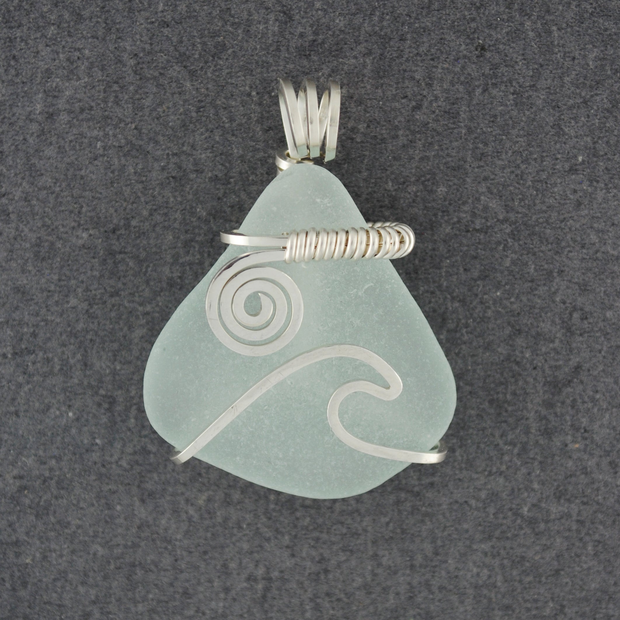Sterling Silver Aqua Triangle Sea Glass Sun and Surf Pendant – Green ...