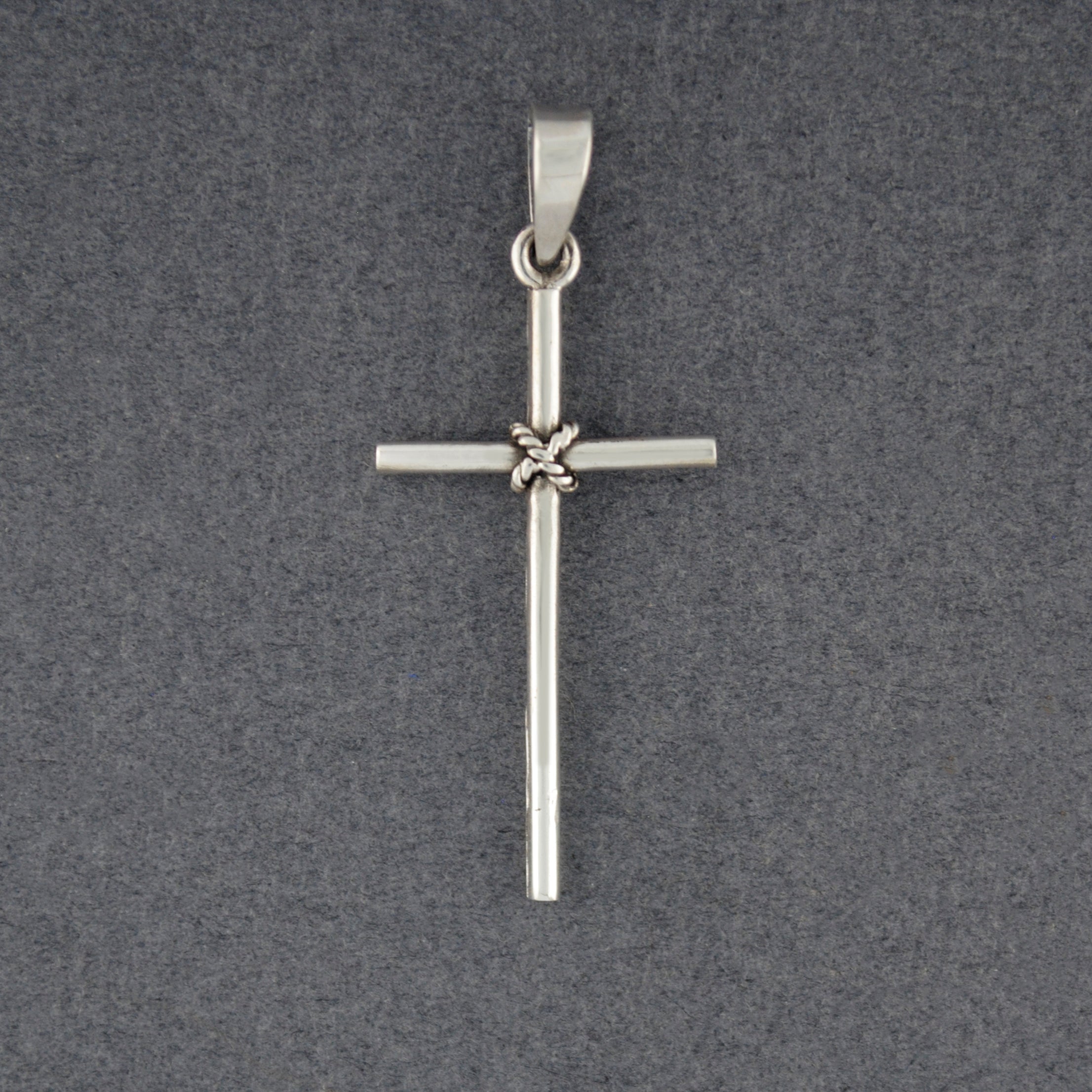 Sterling Silver Long Cross with Rope Pendant – Green River Silver Co.